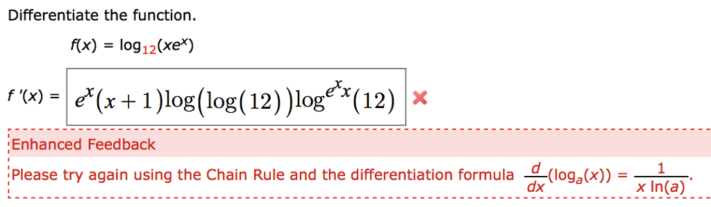 Solved Differentiate the function. f(x) = log_12(xe^x) | Chegg.com