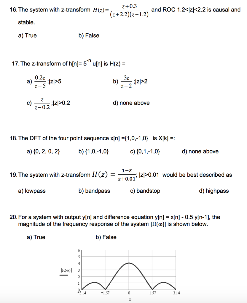 Solved The system with z-transform H(z) = | Chegg.com