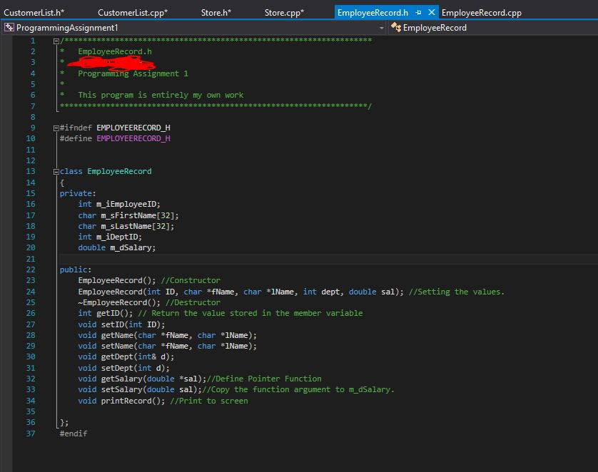 Solved Customer List h ustomerList.cpp Store h Employee | Chegg.com
