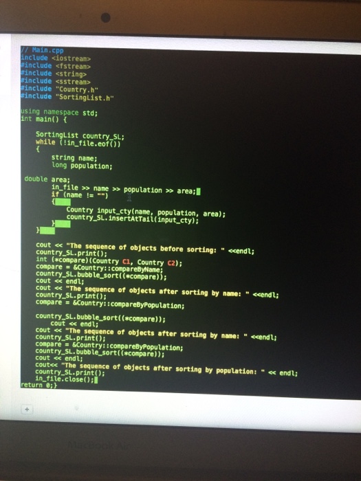 Solved Write The Class Country.cpp With SortingList.cpp and | Chegg.com