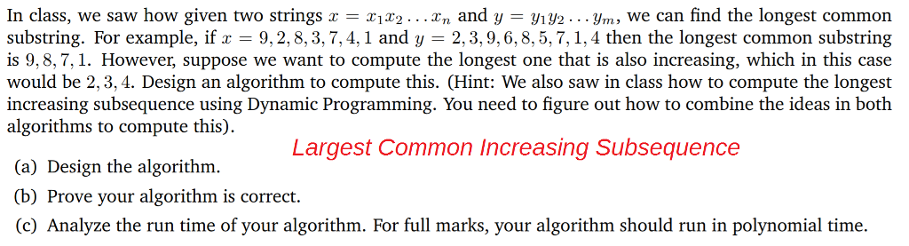 Solved In class, we saw how given two strings x = xix2 rn | Chegg.com