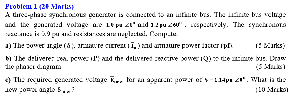 Solved A three-phase synchronous generator is connected to | Chegg.com