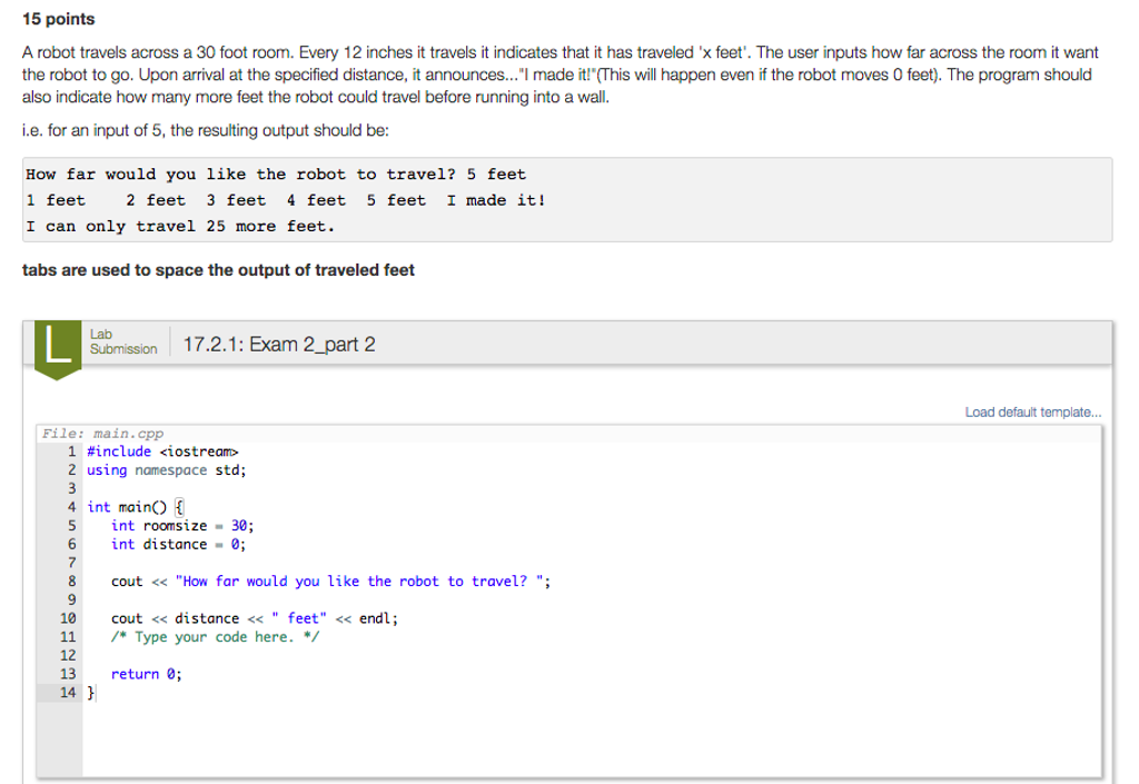 Solved A robot travels across a 30 foot room. Every 12 | Chegg.com
