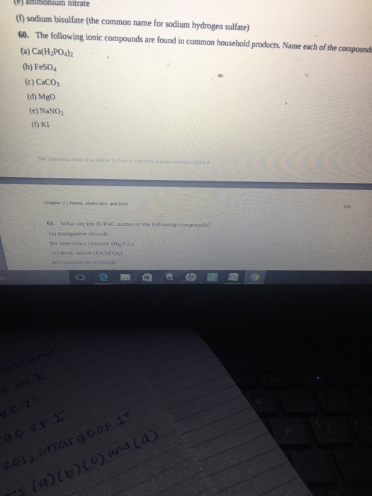 Solved The following ionic compounds are found in common | Chegg.com