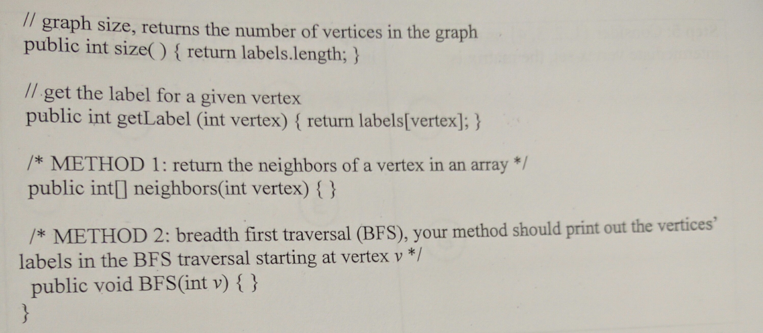 Solved Write Java code to implement the following two | Chegg.com