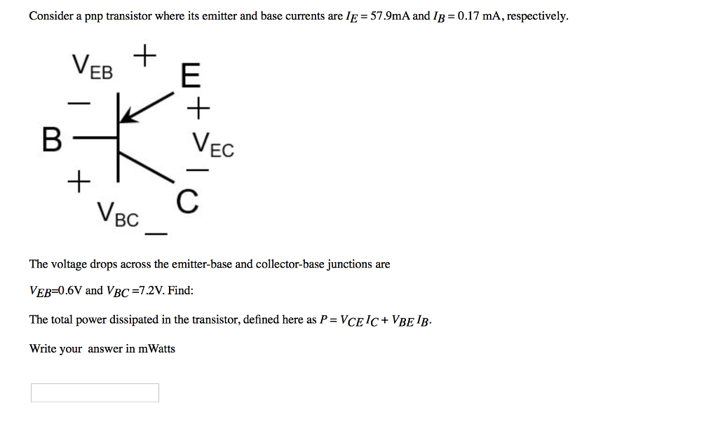 Solved Consider a pnp transistor where its emitter and base | Chegg.com