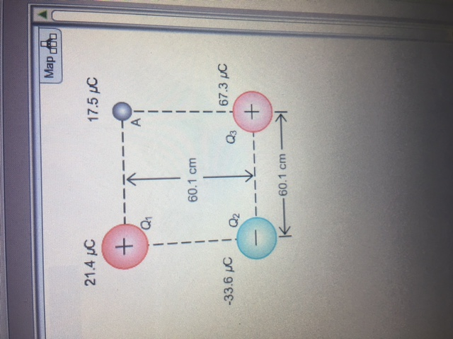 Solved Pictured on the right are three point charges Q1 = | Chegg.com