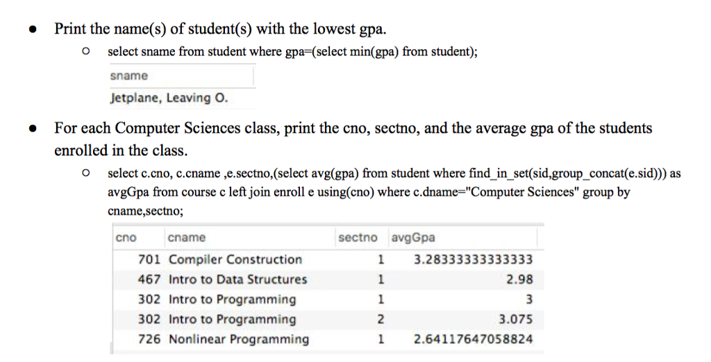 Solved Print the name(s) of student(s) with the lowest gpa. | Chegg.com