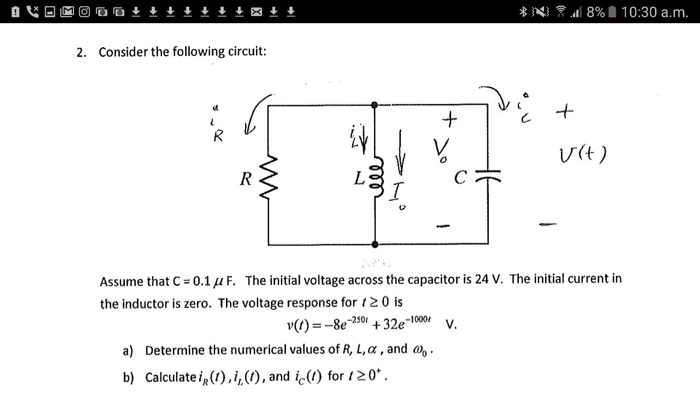 Solved 8% 10:30 a.m 2. Consider the following circuit: U(t) | Chegg.com