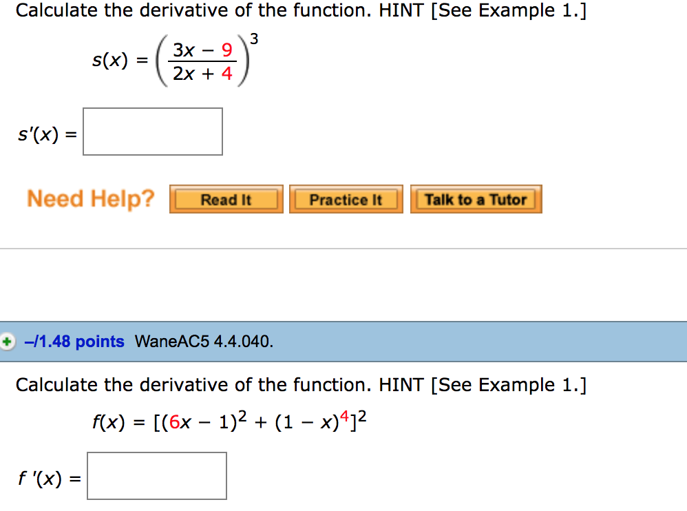 Solved Calculate the derivative of the function. HINT [See | Chegg.com