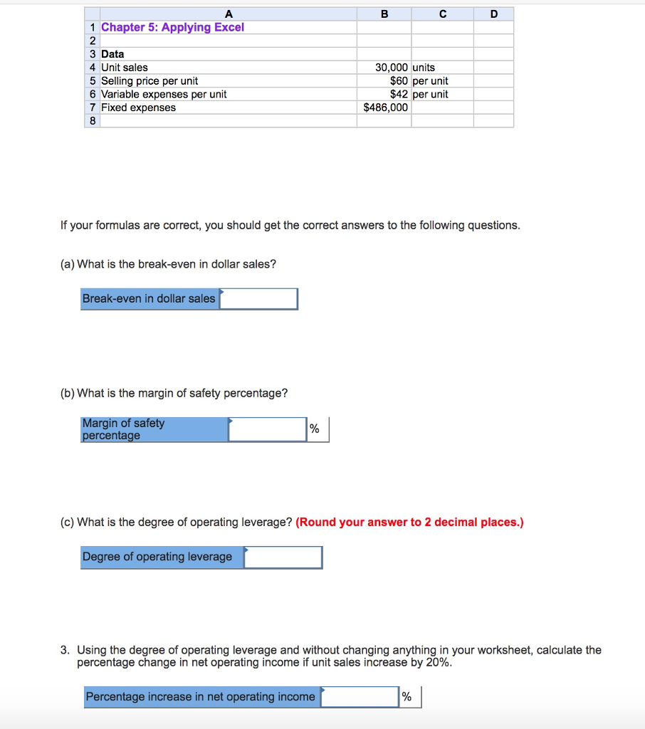 Solved 1 Chapter 5 Applying Excel 2 3 Data 4 Unit Sales 5