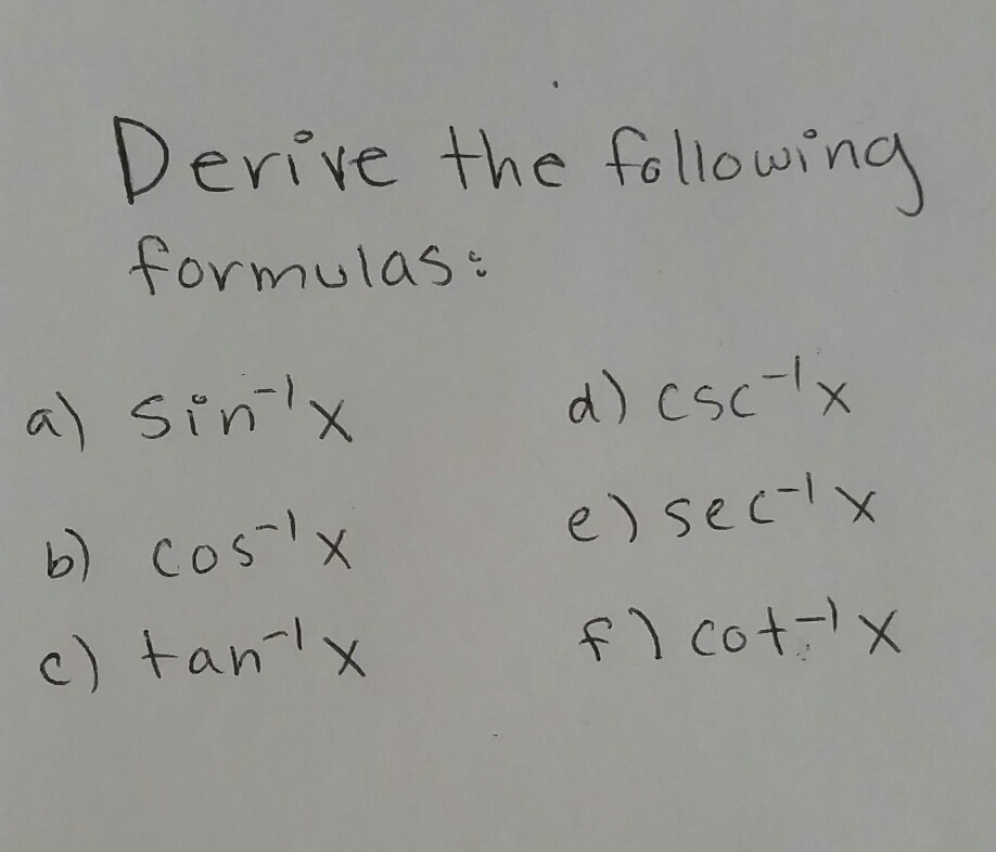 Solved How do you derive/ prove the derivatives of these | Chegg.com