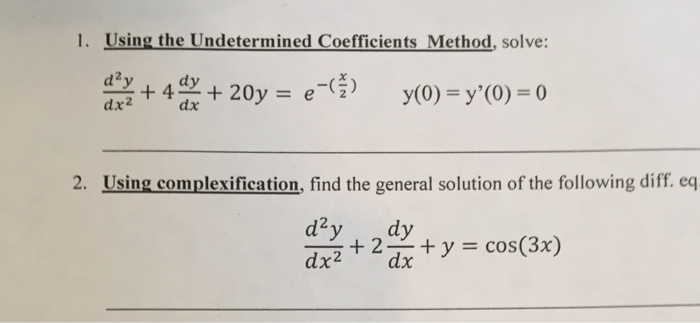 Solved Using the Undetermined Coefficients Method, solve: | Chegg.com