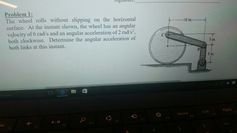 Solved The wheel rolls without slipping on the horizontal | Chegg.com