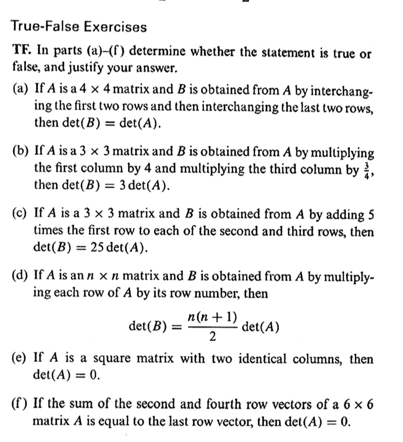 Solved True-False Exercises TF. In parts (a)-(f) determine | Chegg.com