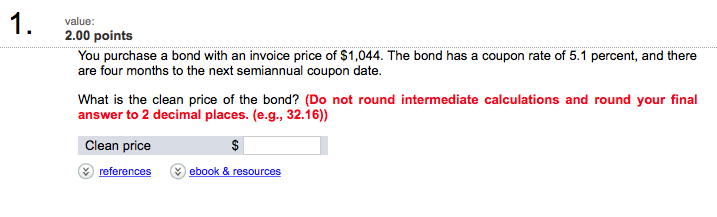 You purchase a bond with an invoice price of $1,044. | Chegg.com