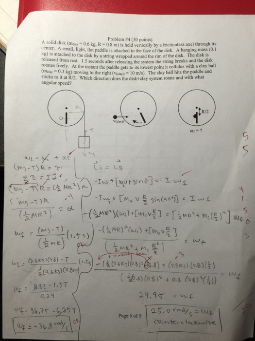 Solved Solid disk rotation energy and collision problem. I | Chegg.com