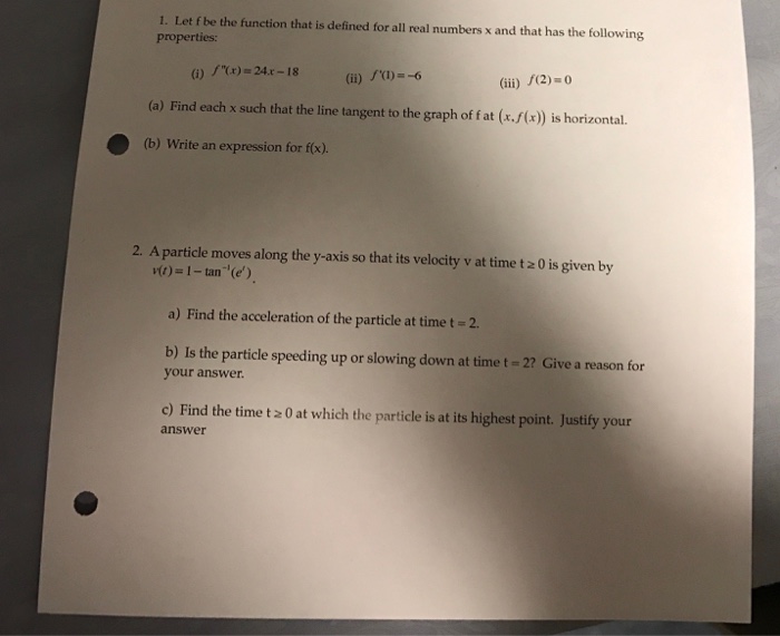 Solved 1. Let f be the function that is defined for all real | Chegg.com