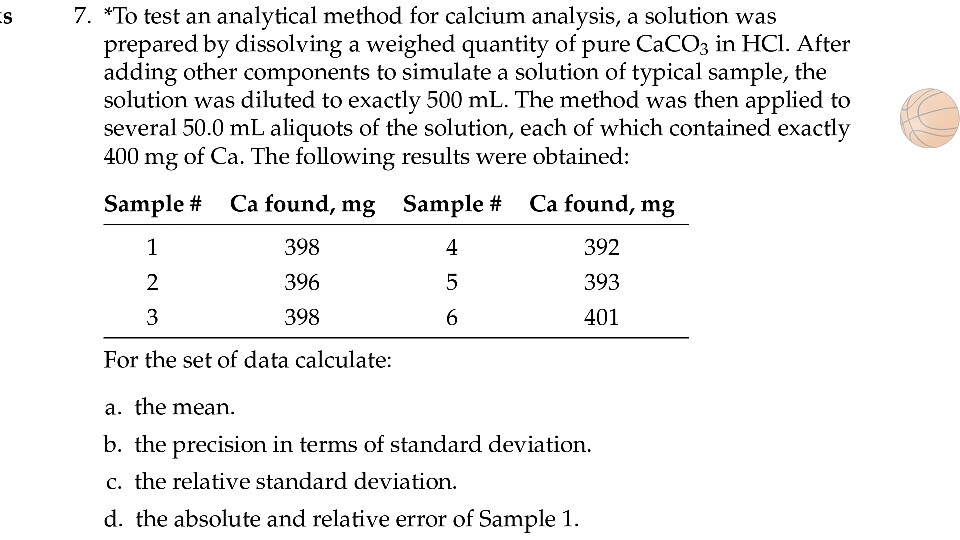 Solved To test an analytical method for calcium analysis, a | Chegg.com