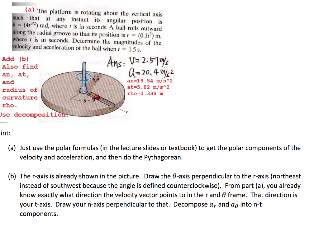 Solved (a) The platform is rotating about the vertical axis | Chegg.com