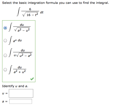 Solved Select the basic integration formula you can use to | Chegg.com