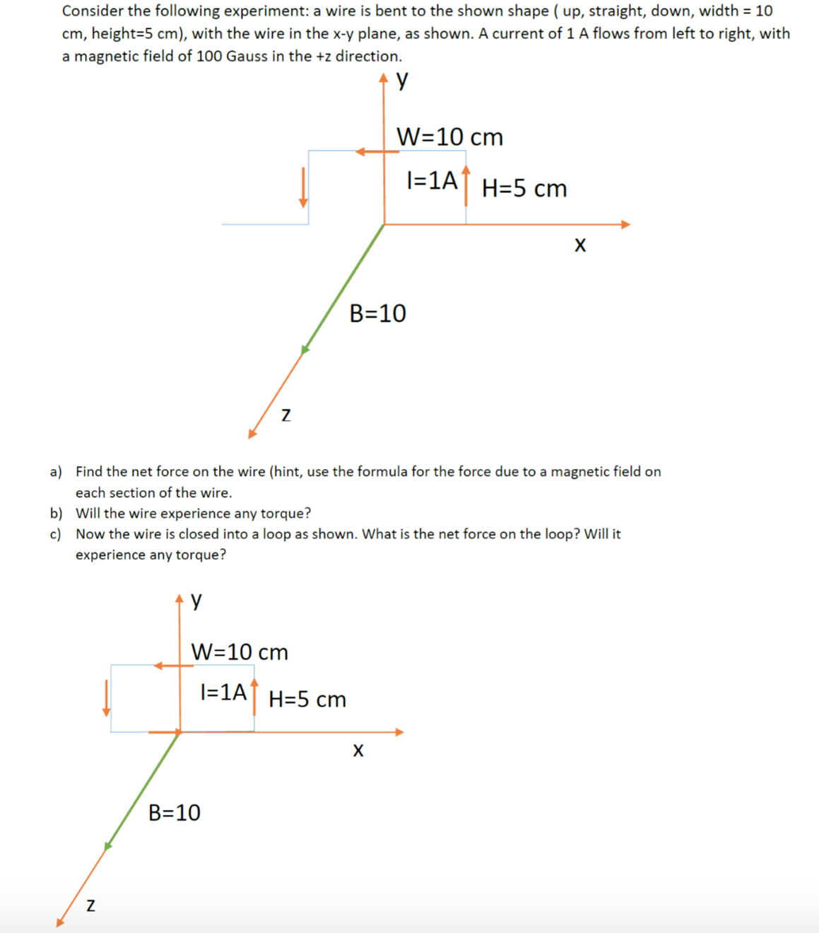 Solved Consider the following experiment: a wire is bent to | Chegg.com