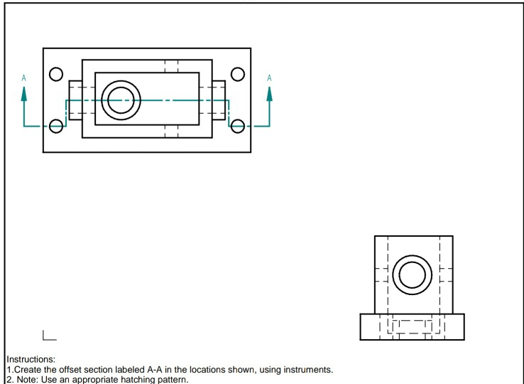Solved 1. Complete the front view as a half section 2. Draw | Chegg.com