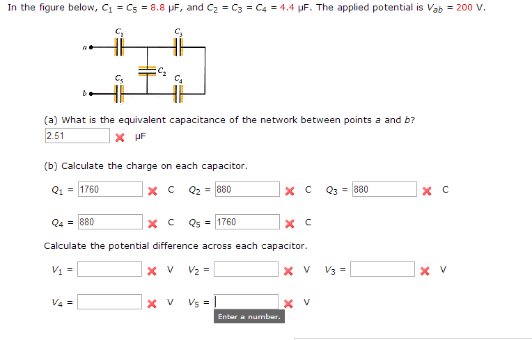 Solved In the figure below, C1 = C5 = 8.8 muF, and C2 = C3 = | Chegg.com