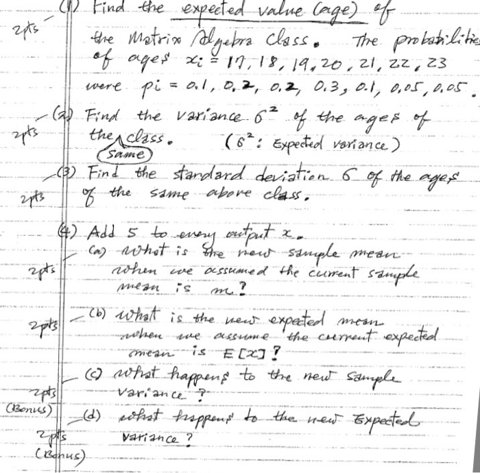 Solved Find the expected value (age) of the matrix algebra | Chegg.com