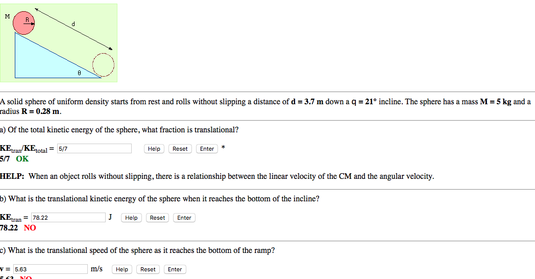 Solved A solid sphere of uniform density starts from rest | Chegg.com