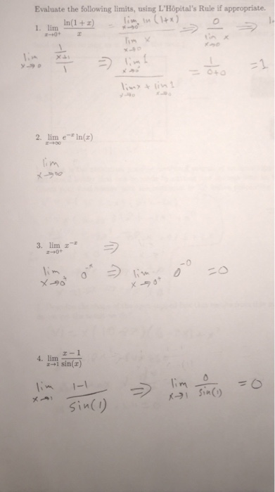 Solved Evaluate the following limits, using L'Hopital's Rule | Chegg.com