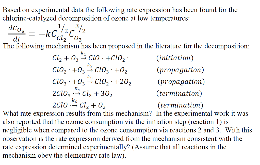 Solved Based on experimental data the following rate | Chegg.com