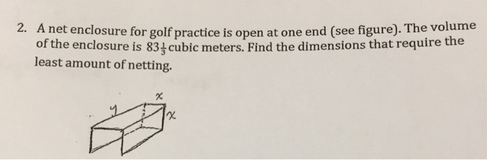 Solved A net enclosure for golf practice is open at one end | Chegg.com