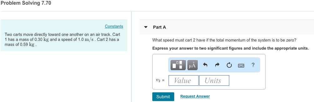 Solved Problem Solving 7.70 Constants Part A Two carts | Chegg.com