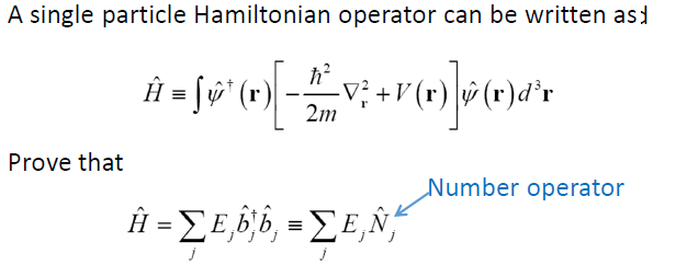 A single particle Hamiltonian operator can be written | Chegg.com