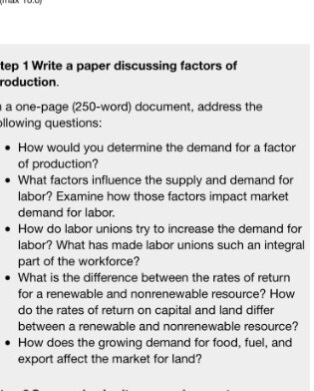 Solved Write a paper discussing factors of production. In a | Chegg.com
