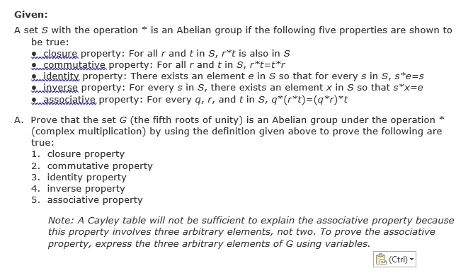 Solved A set S with the operation * is an Abelian group if | Chegg.com