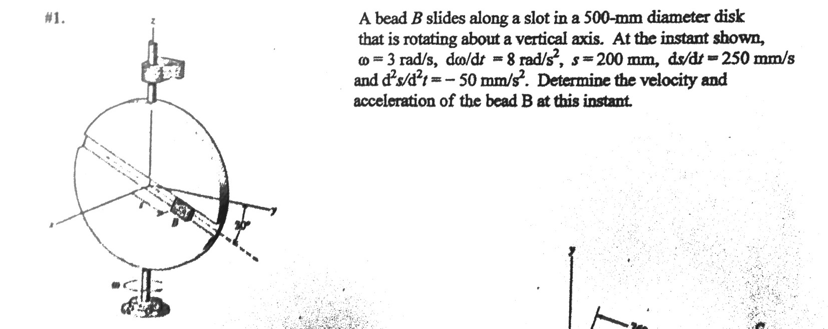 Solved A bead B slides along a slot in a 500-mm diameter | Chegg.com