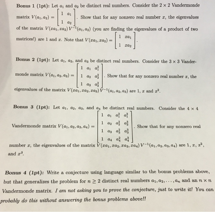 Solved Let a_1 and a_2 be distinct real numbers. Consider | Chegg.com