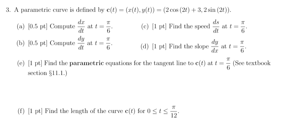 Solved A parametric curve is defined by c(t) = (x(t), y(t)) | Chegg.com