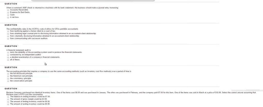 Solved When a customer's NSF check is returned to business | Chegg.com