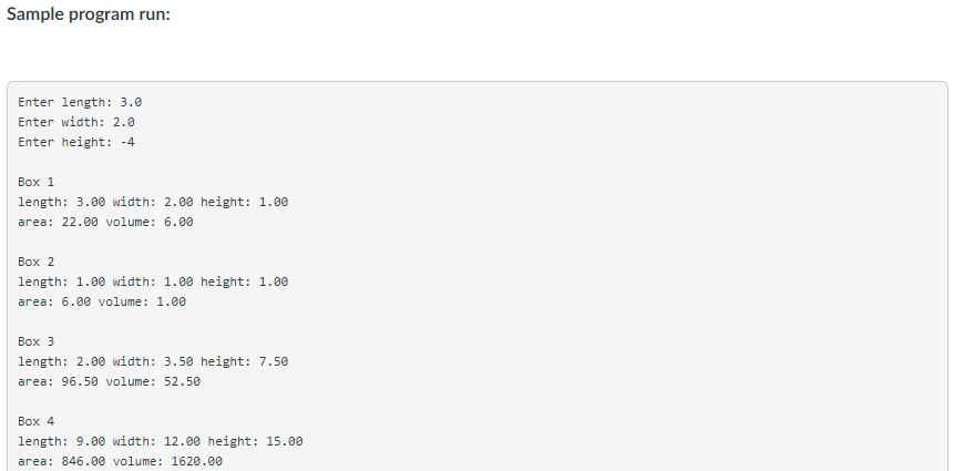 Solved 5. Create a Box class with the following: tance | Chegg.com