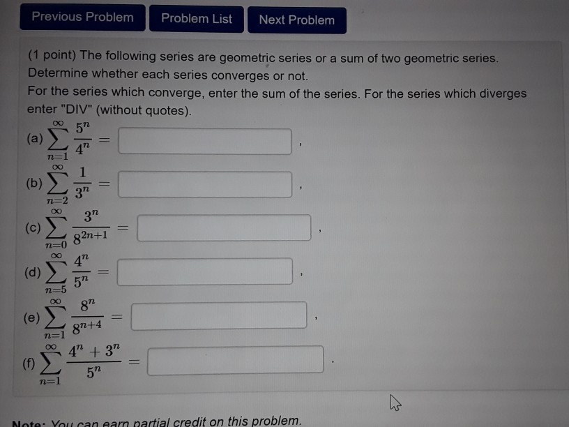 Solved Previous Problem Problem List Next Problem (1 point) | Chegg.com