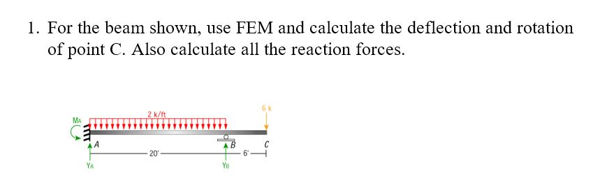 Solved For the beam shown, use FEM and calculate the | Chegg.com