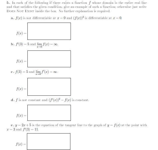 Solved In each of the following, if there exists a function | Chegg.com