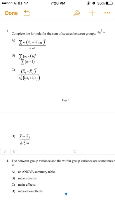 Solved Complete the formula for the sum of squares between | Chegg.com