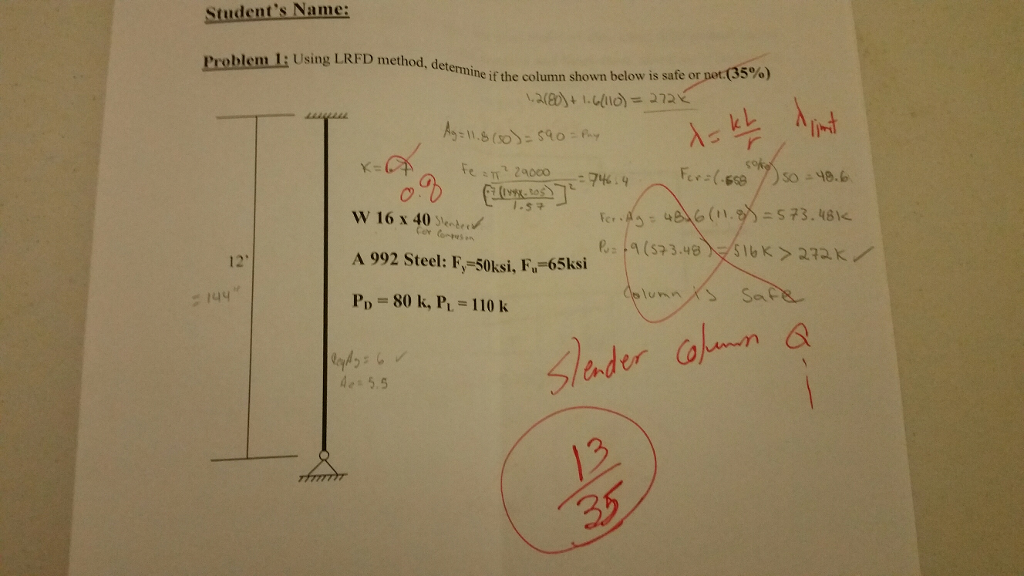 Solved Using LRFD method, determine if the column shown | Chegg.com