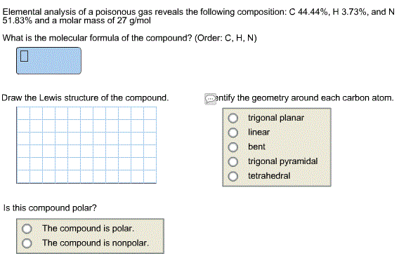 Solved Elemental analysis of a poisonous gas reveals the | Chegg.com