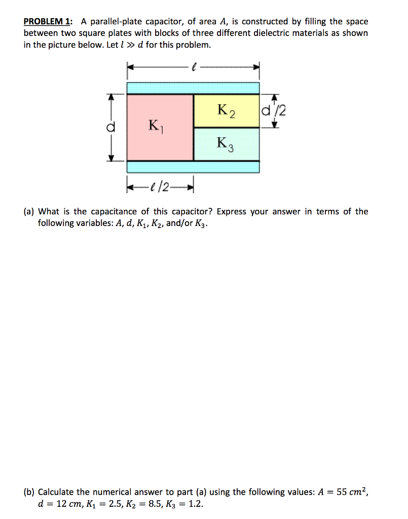 Solved A parallel-plate capacitor, of area A, is constructed | Chegg.com