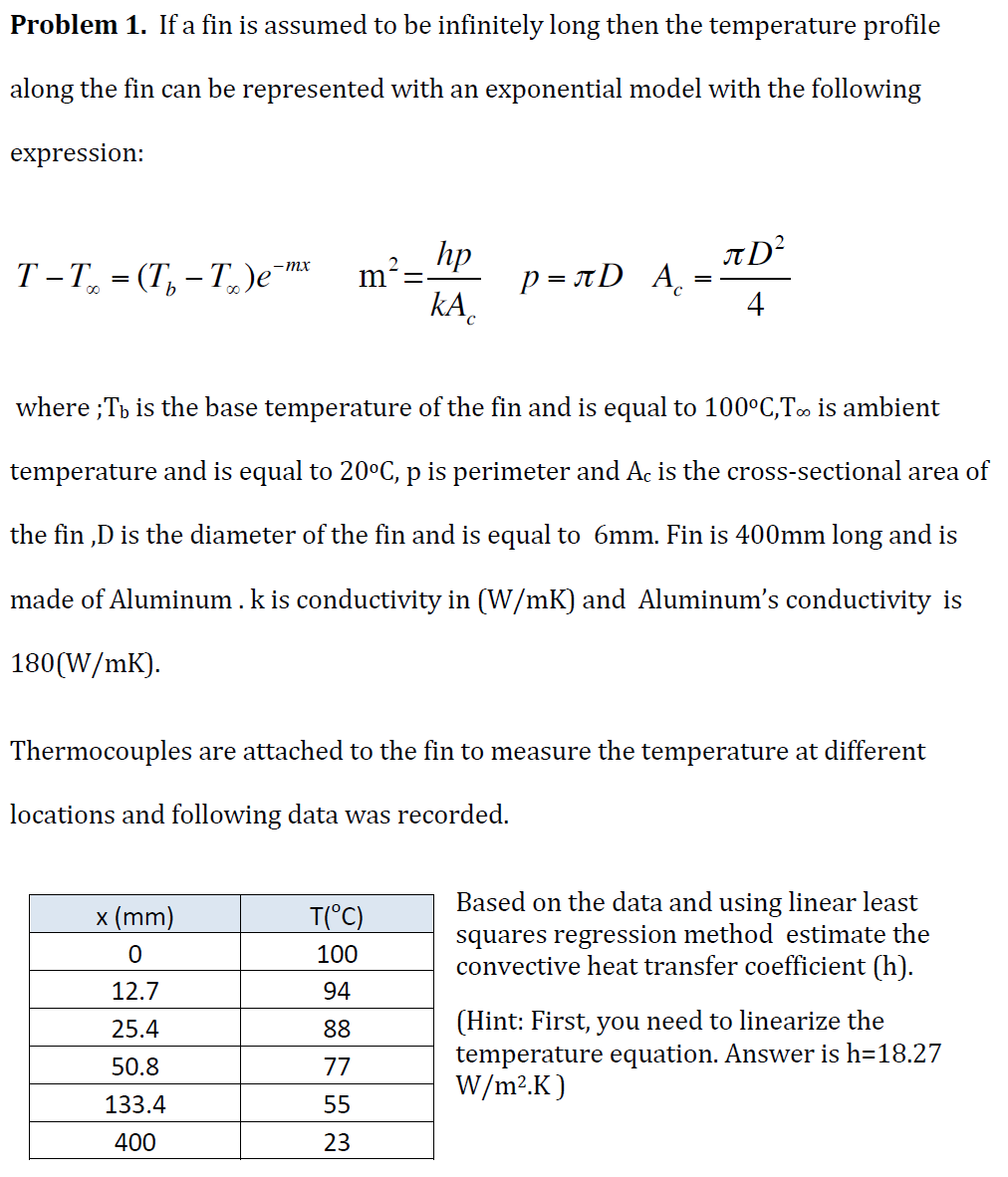 If a fin is assumed to be infinitely long then the | Chegg.com